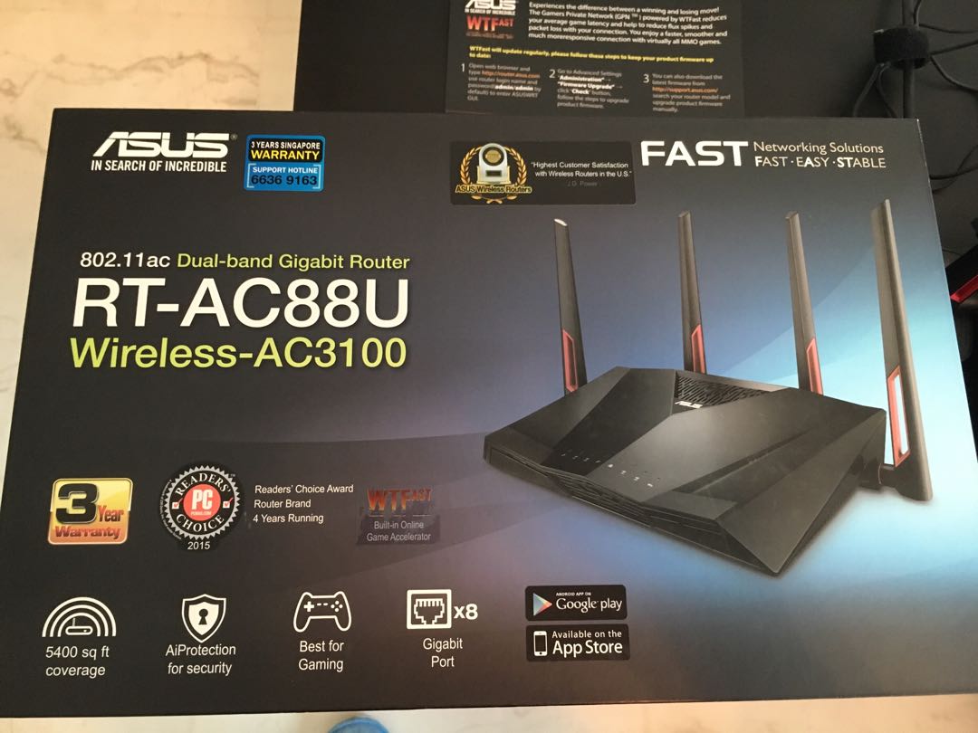 Asus RT-AC88U Router Wireless AC3100, Computers & Tech, Parts ...