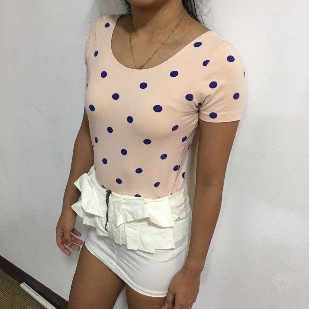 Mid rib polka, Women's Fashion, Tops, Blouses on Carousell