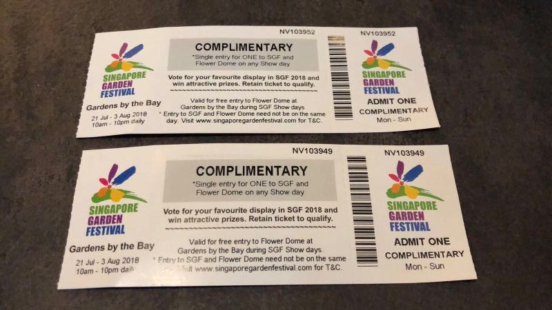 Singapore garden festival ticket - SGF+ flower dome $20 for two tickets ...