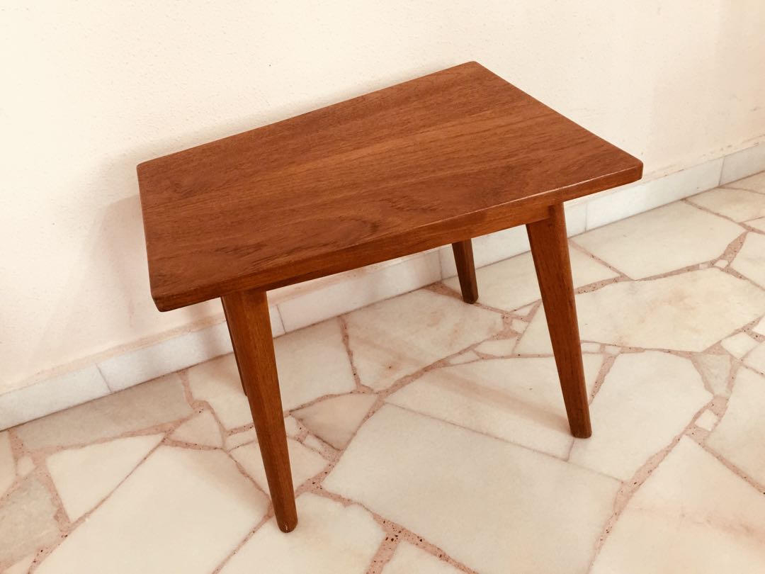 Trapezoid table top full teak small table, Furniture & Home Living ...