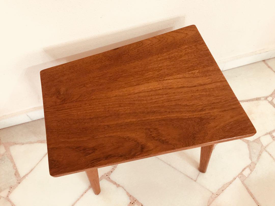 Trapezoid table top full teak small table, Furniture & Home Living ...