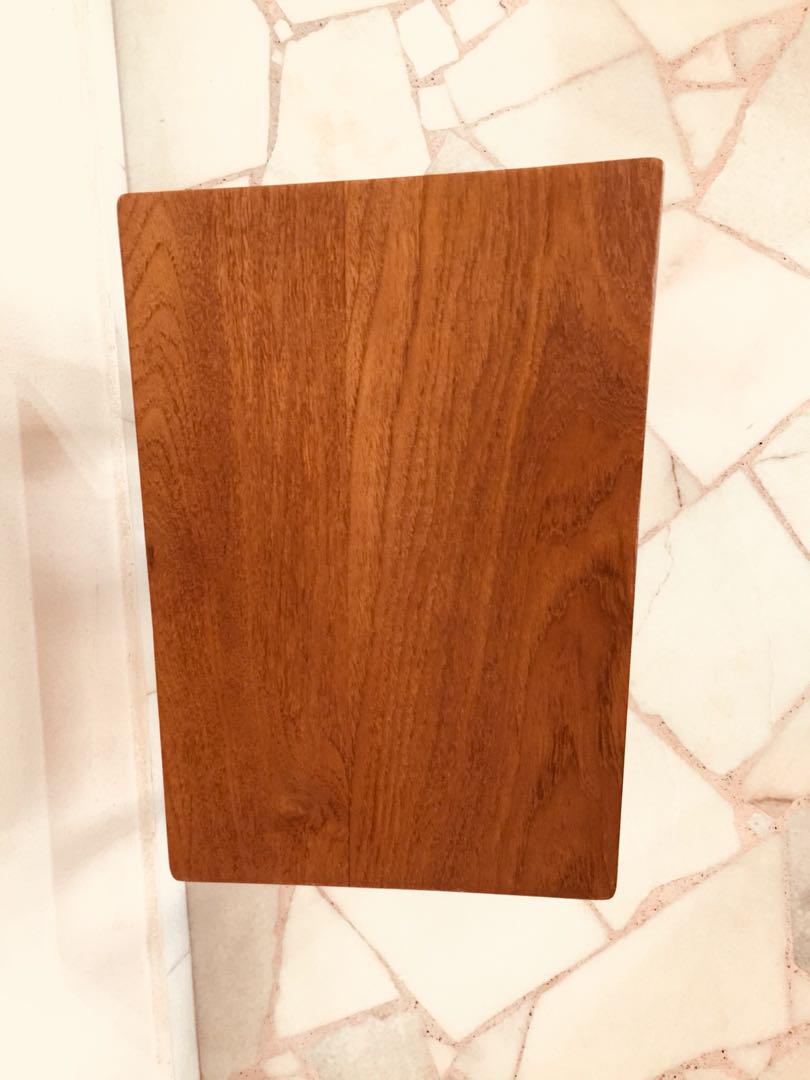 Trapezoid table top full teak small table, Furniture & Home Living ...