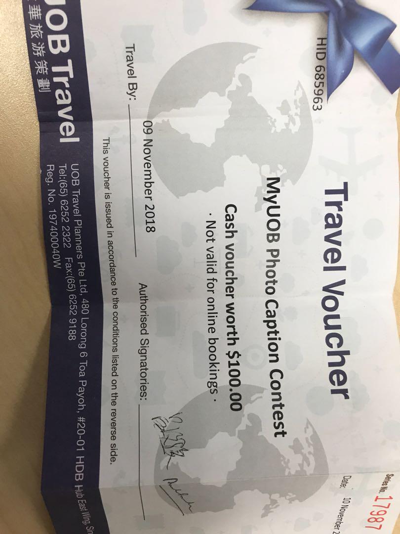 UOB Travel Voucher, Tickets & Vouchers, Store Credits on Carousell