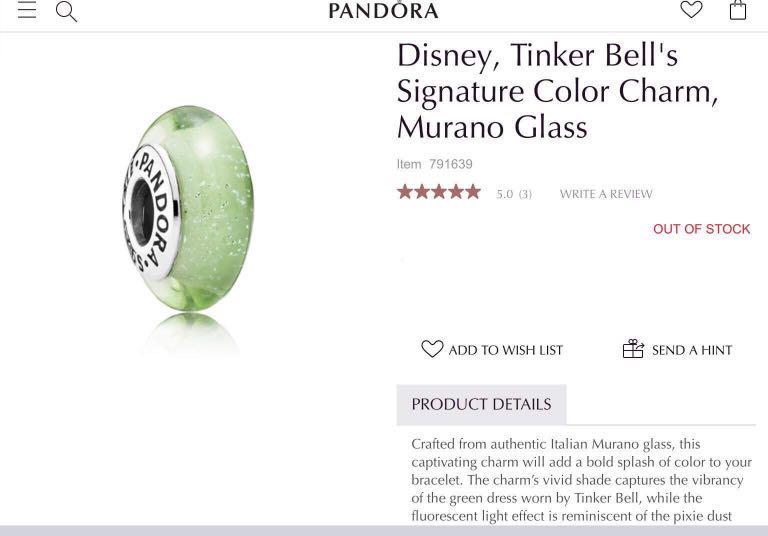 Authentic pandora Disney tinker’s Bell murano glass, Women's Fashion, Jewelry & Organisers ...