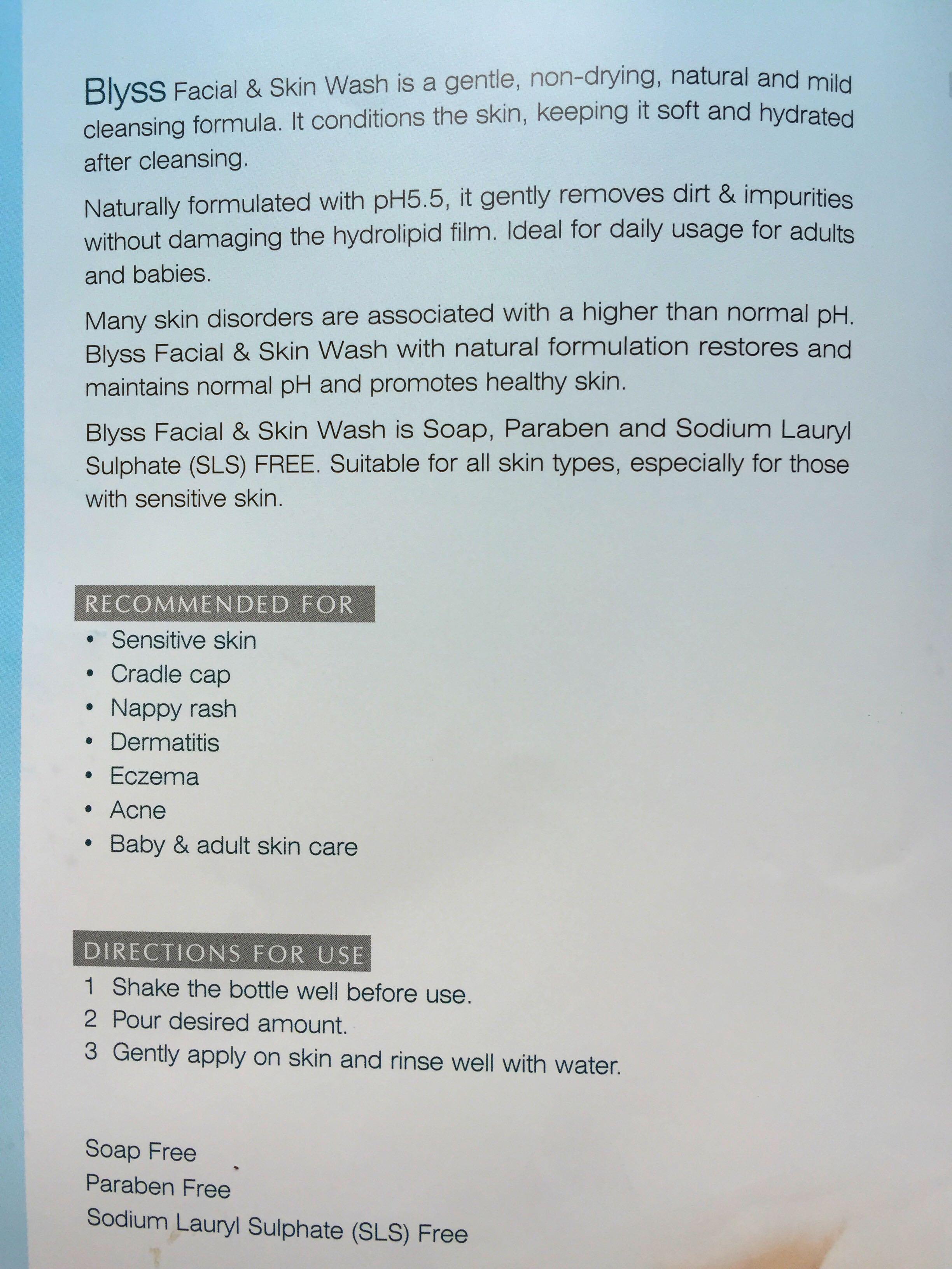 Blyss Facial & Skin Wash, Beauty & Personal Care, Face, Face Care on ...