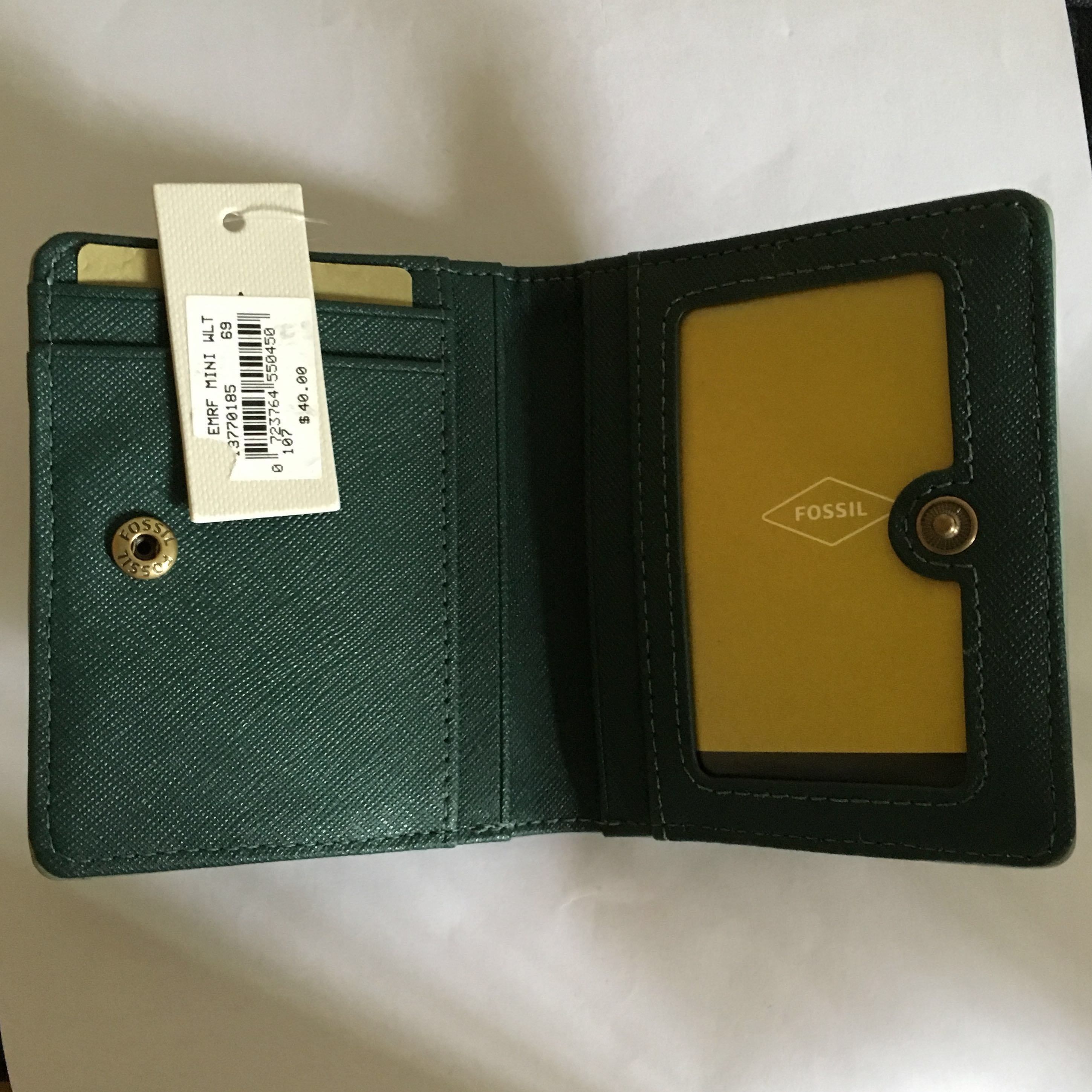 Original Fossil Wallet - Emma Mini Wallet Misty Jade, Women's Fashion ...