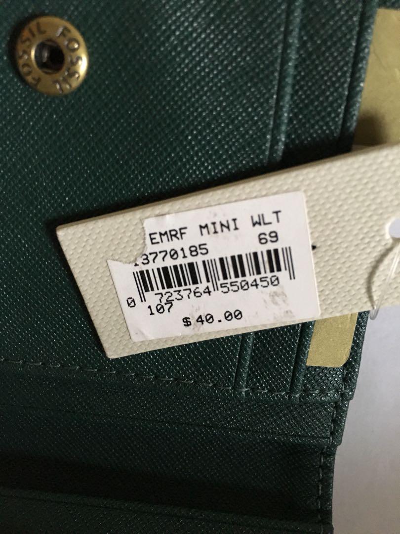 Original Fossil Wallet - Emma Mini Wallet Misty Jade, Women's Fashion ...