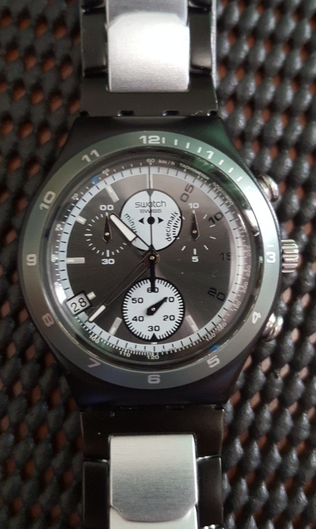 Swatch Irony Aluminium, Fesyen Pria, Jam Tangan di Carousell
