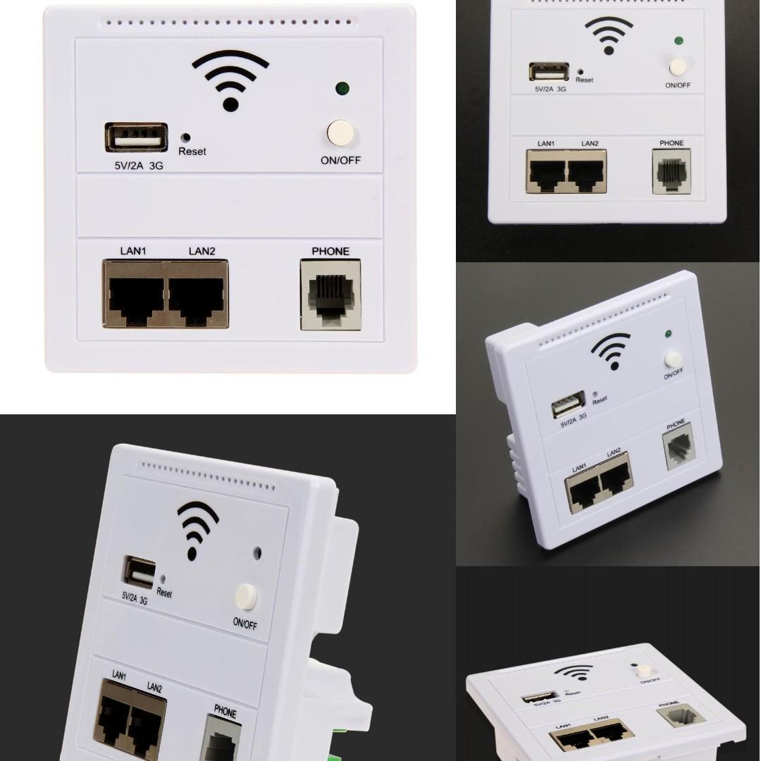Wireless WiFi Panel Home Router with Switch and 5V 2A AP Indoor Wall ...