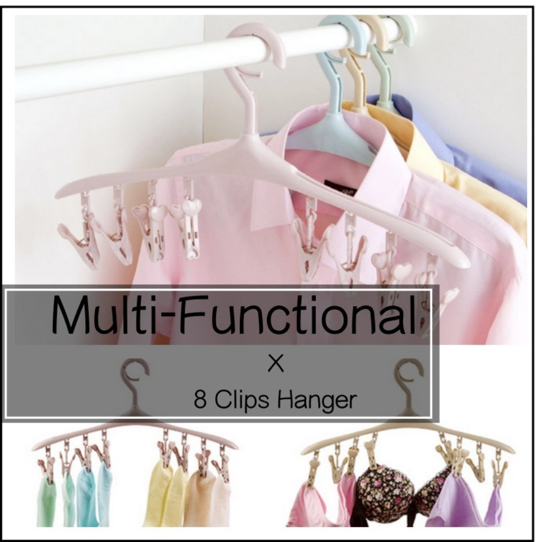 8 Clips Multi Purpose Multi Functional Hanger, Furniture & Home Living ...