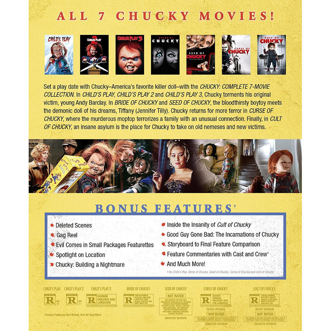 Chucky: Complete 7-Movie Collection Box Set Blu-ray, Music & Media, CDs ...