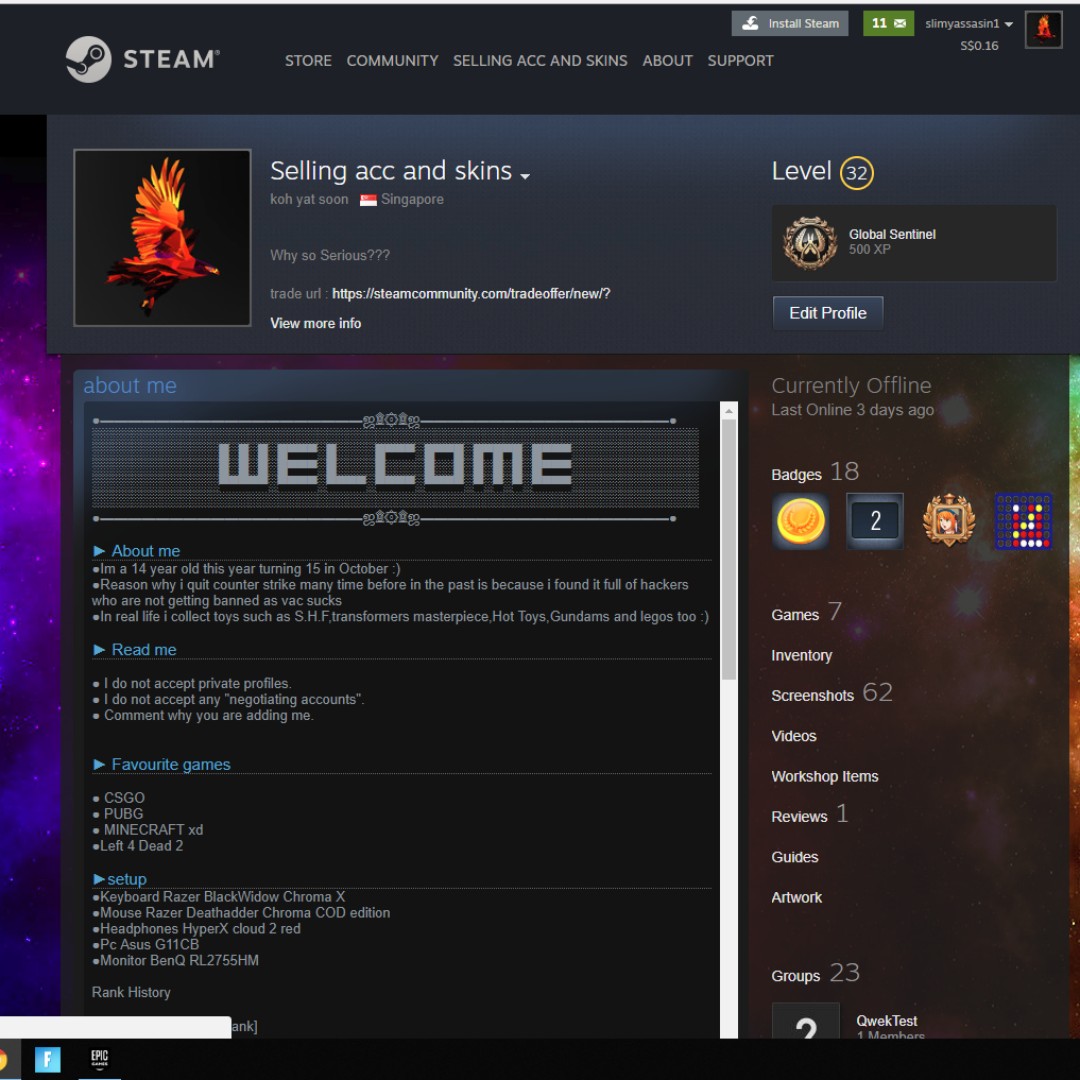 [PLEASE READ DESCRIPTION] Selling steam account has pubg,csgo and left ...