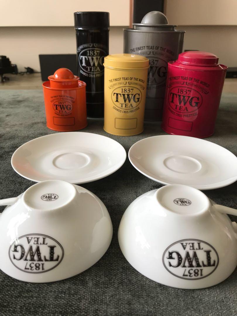 TWG tea tin + 2 Tea cups, Furniture & Home Living, Kitchenware ...