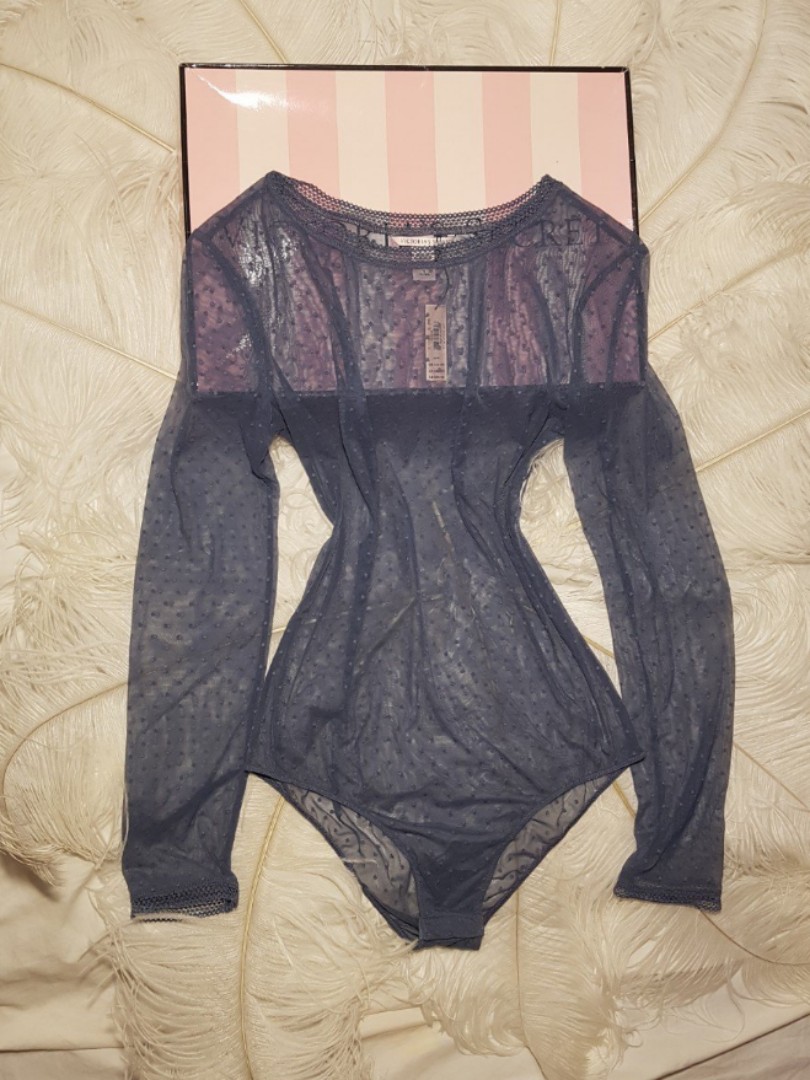 Victoria's Secret Mesh Dot Bodysuit, Women's Fashion, Swimwear, Bikinis ...