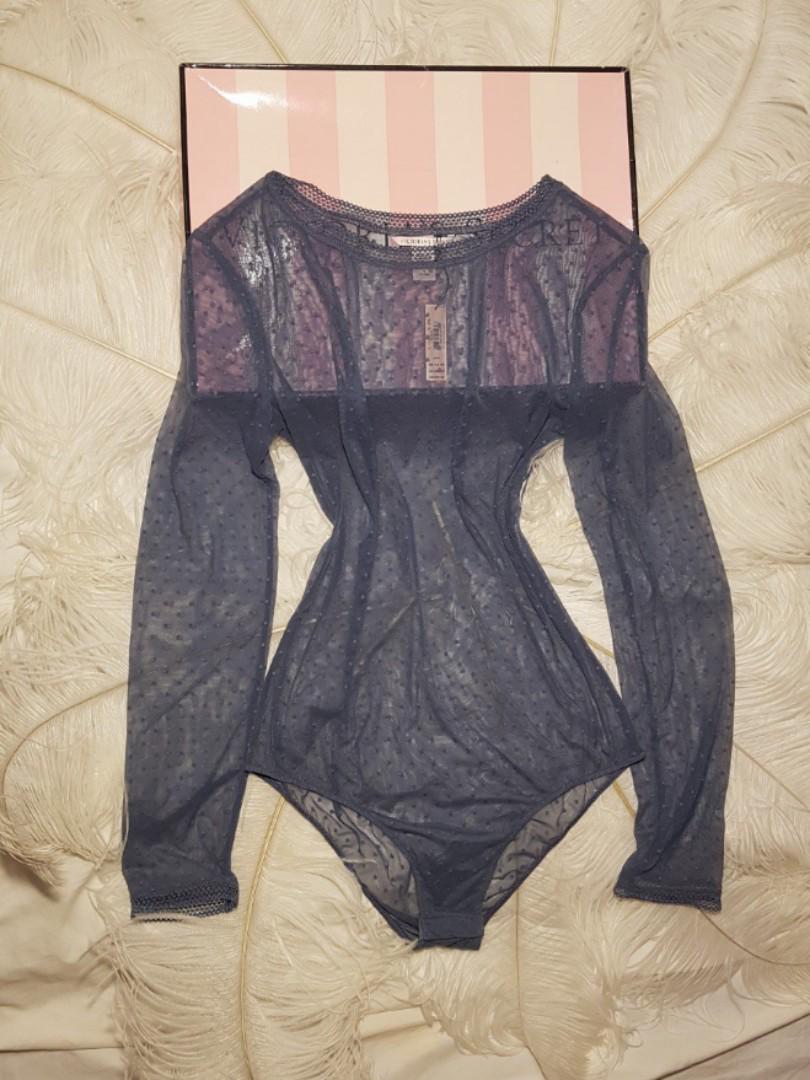 Victoria's Secret Mesh Dot Bodysuit, Women's Fashion, Swimwear, Bikinis ...