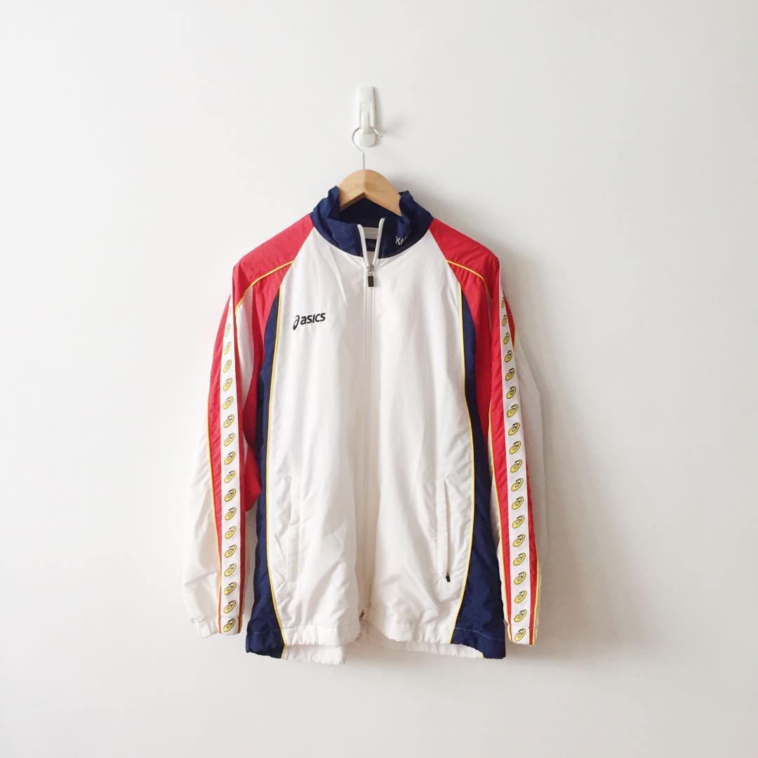 Asics Side Tape Logo Full Zip Windbreaker Jacket , Men's Fashion, Coats ...