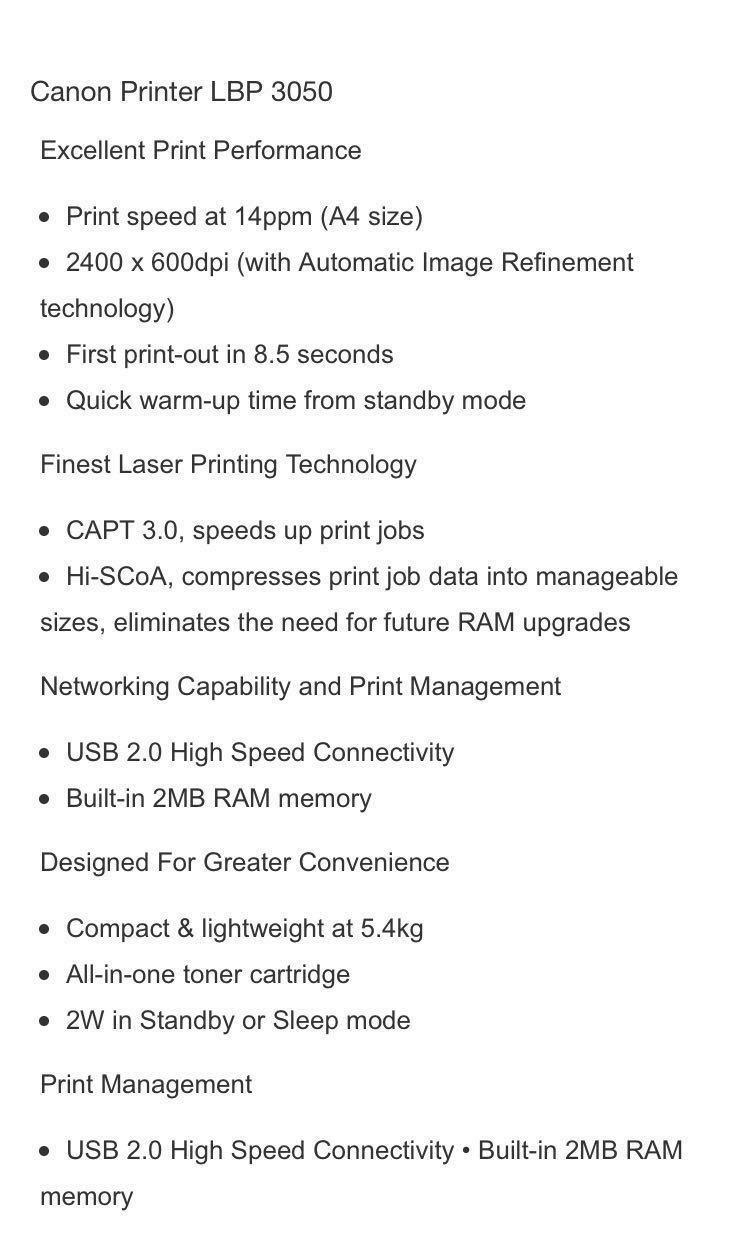 Canon LBP 3050 printer, Computers & Tech, Printers, Scanners & Copiers ...