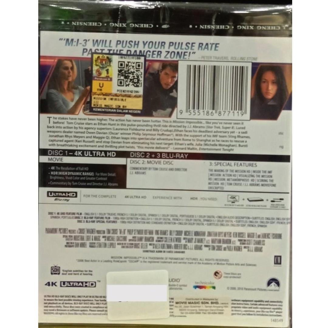 English Movie MI3 Mission Impossible 3 Tom Cruise 4K Ultra HD Blu-ray ...