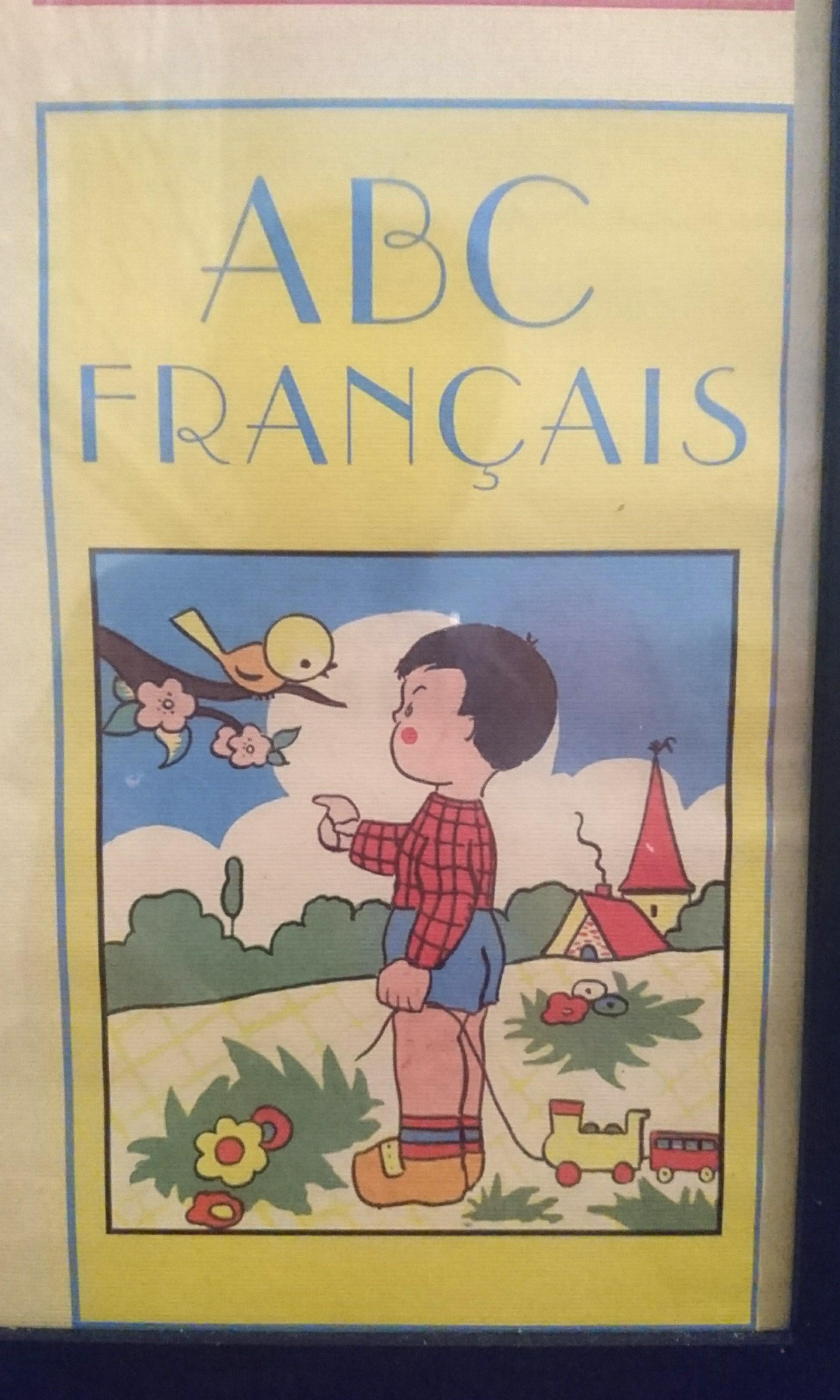 Framed French alphabet chart for kids - vintage style, Toys & Games ...