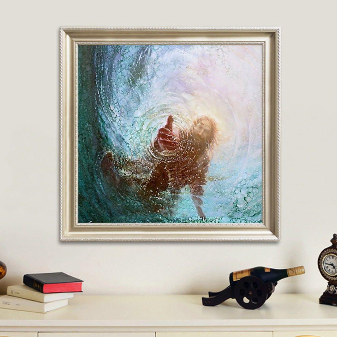 Jesus Standing on Water Reaching For You Art Palette Knife Oil Painting ...