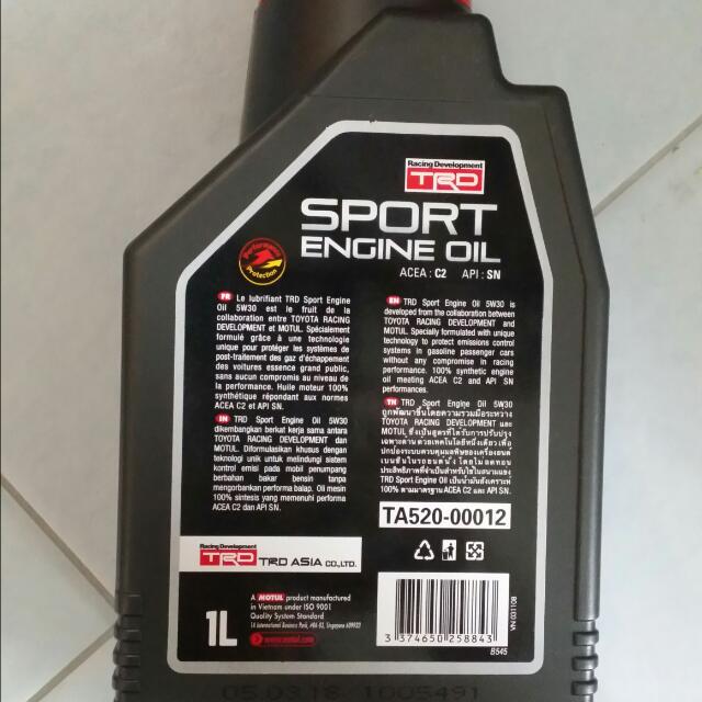 Motul TRD engine Oil 5w-30, Car Accessories, Accessories on Carousell