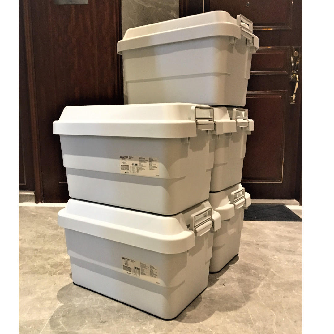 Muji 無印良品 (5件) PP密封儲物箱-大 (5 pieces) PP Sturdy Storage Boxes, 傢俬＆家居, 其他 ...