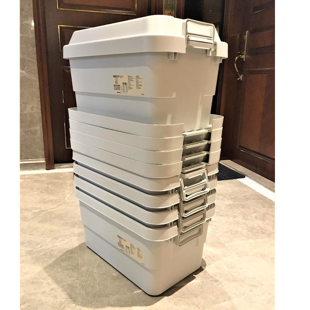Muji 無印良品 (5件) PP密封儲物箱-大 (5 pieces) PP Sturdy Storage Boxes, 傢俬＆家居, 其他 ...