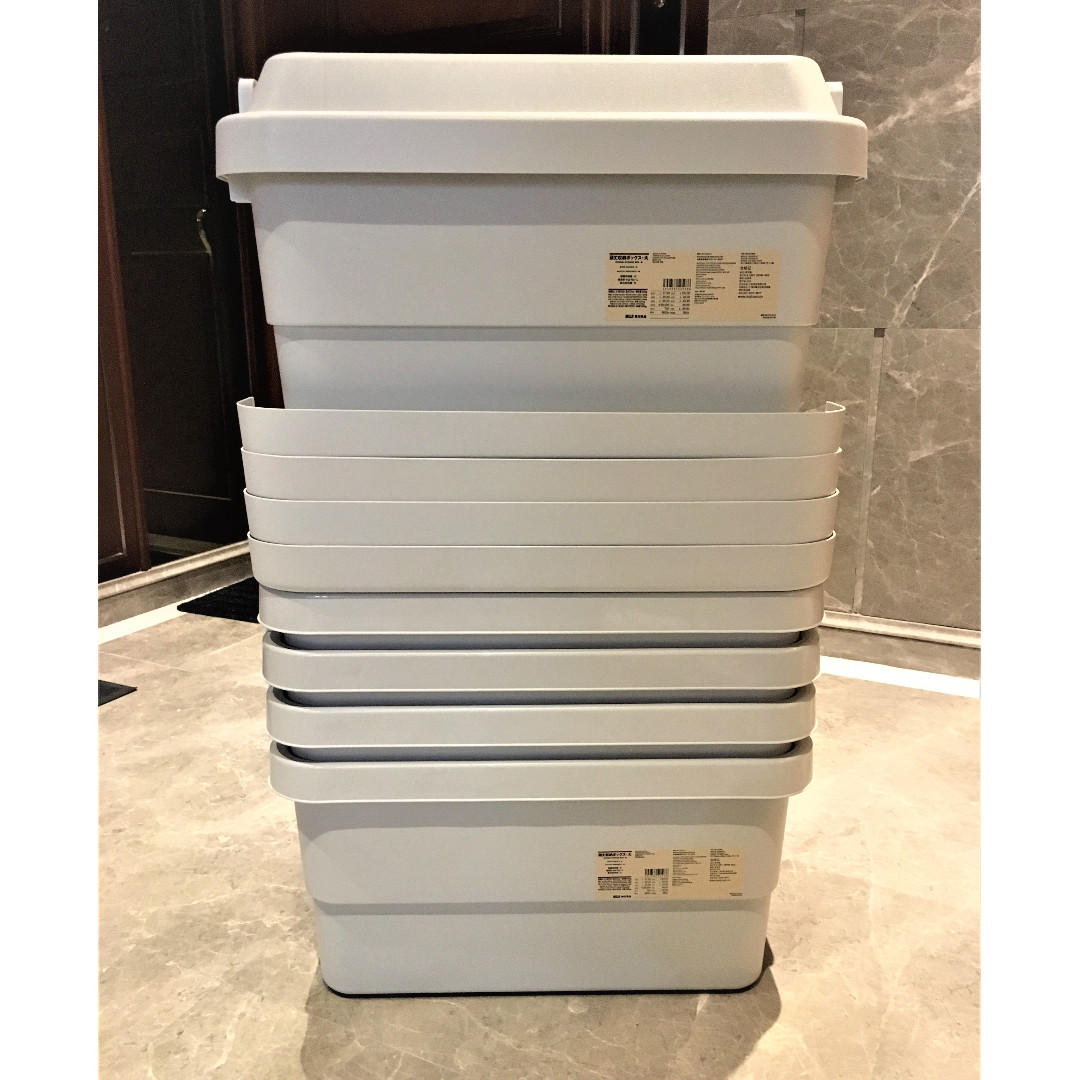 Muji 無印良品 (5件) PP密封儲物箱-大 (5 pieces) PP Sturdy Storage Boxes, 傢俬＆家居, 其他 ...