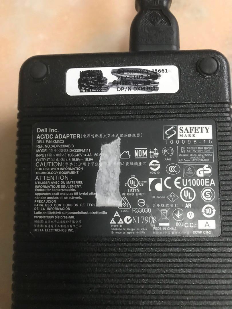 Original Dell 330 Watt AC Adapter with 3 pin plug, Computers & Tech ...