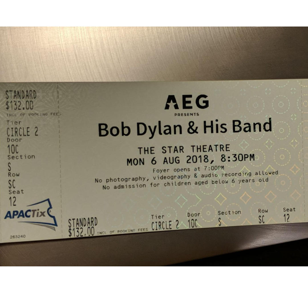 Bob Dylan & His Band ticket, Tickets & Vouchers, Event Tickets on Carousell
