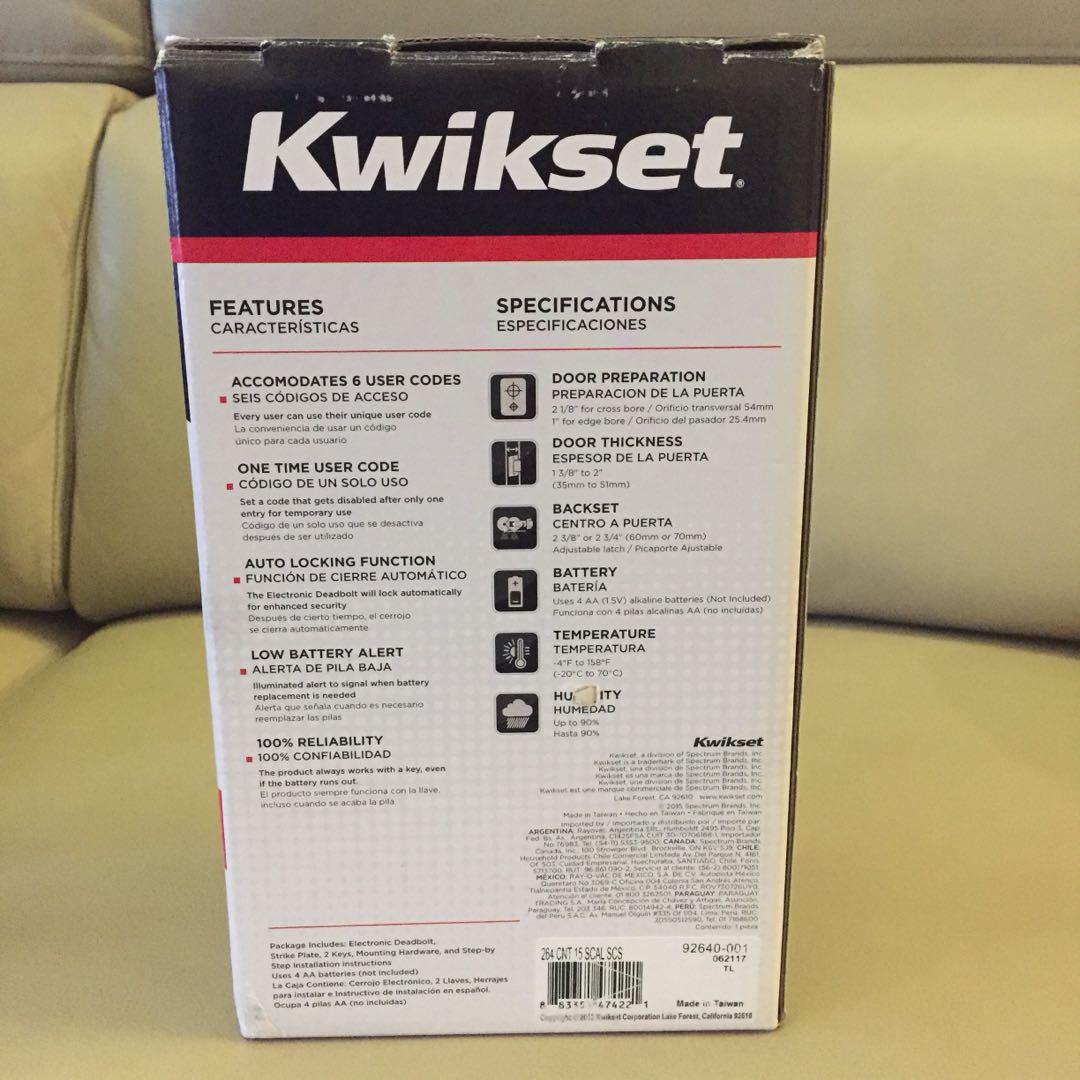 Kwikset 264 elctronic deadbolt door lock, Furniture & Home Living ...