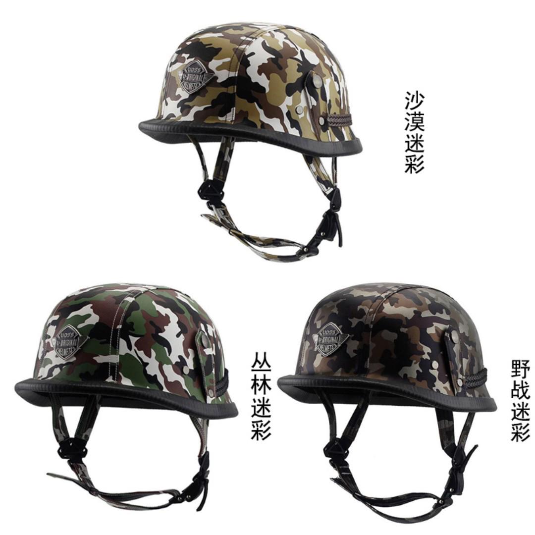 Leather Harley Davidson cruiser world war 2 Nazi inspired helmet camo ...