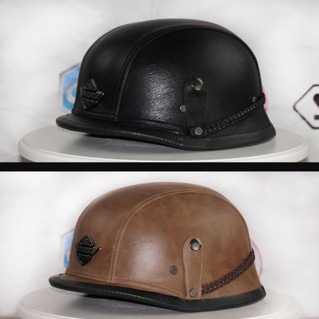 Leather Harley Davidson cruiser world war 2 Nazi inspired helmet camo ...