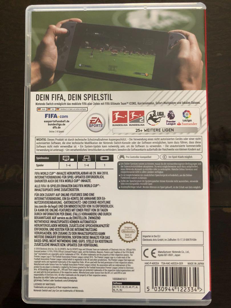 Nintendo Switch Fifa 18 (EU) (WORLD CUP UPDATE), Video Gaming, Video ...