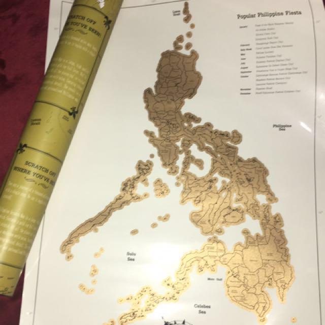 Philippine scratch map for the wandelusting traveler, Hobbies & Toys ...