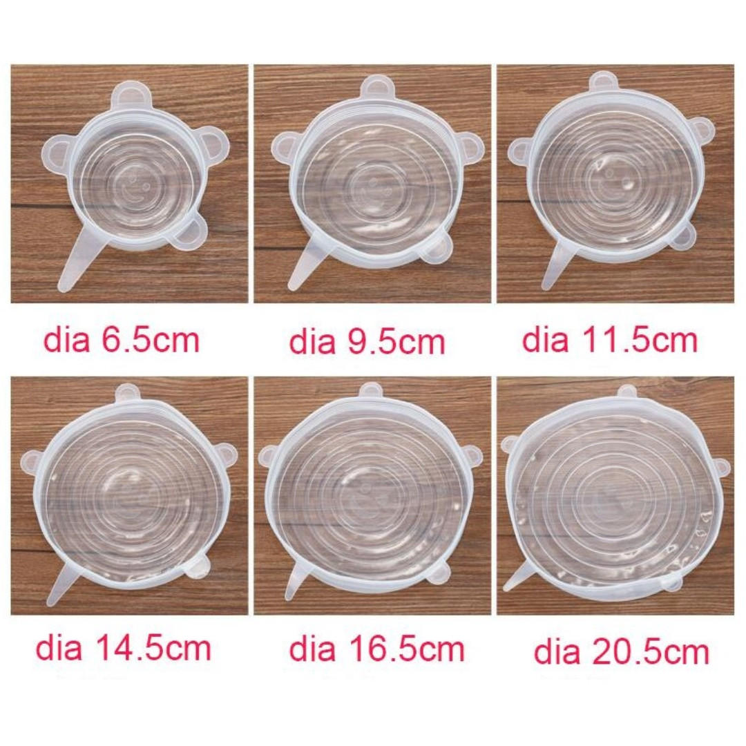 Eco-friendly & Reusable & Stretchable Silicone Food Lid / Cover (Set of ...