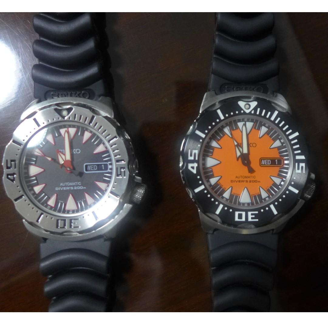Seiko Red Fangs Monster And Orange Black Monster, Men's Fashion ...