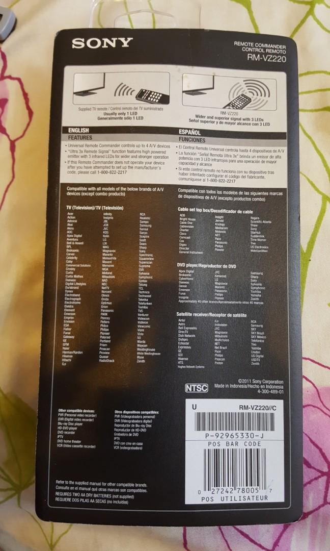 Sony Multi-Device Universal Remote control original, Electronics ...