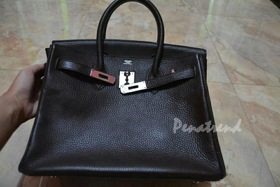 Tas HERMES BIRKIN COFFEE Genuine Leather, Fesyen Wanita, Tas & Dompet di Carousell