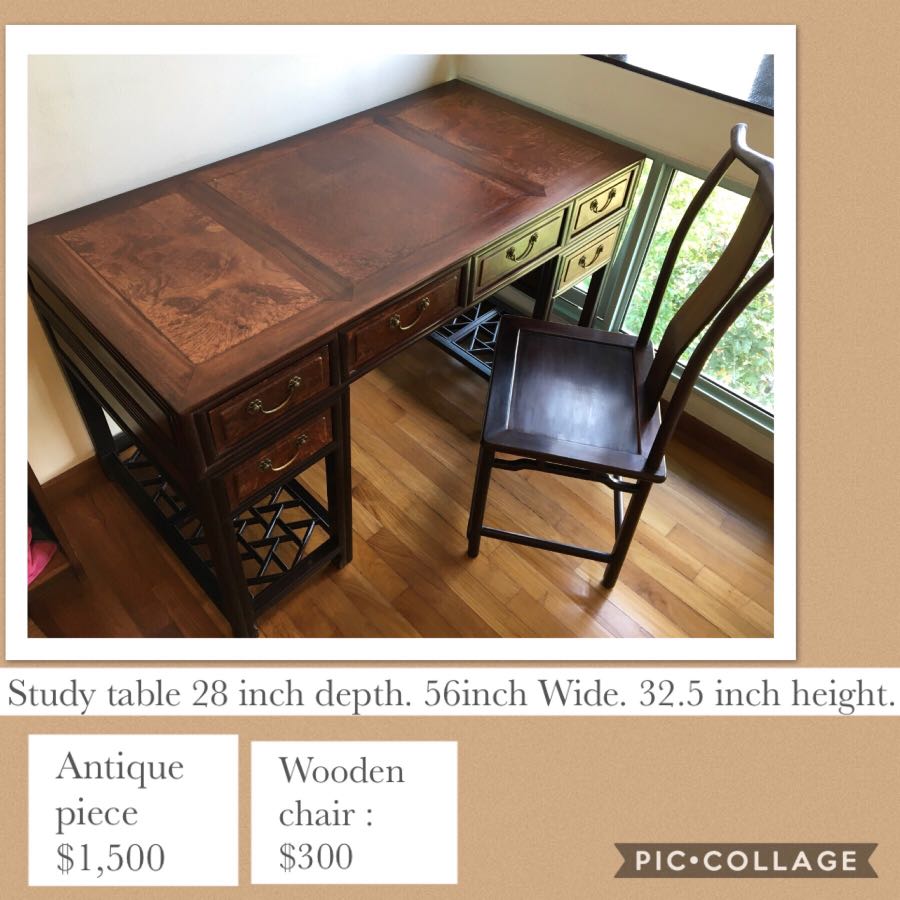 Antique Study table, Furniture & Home Living, Furniture, Tables & Sets ...