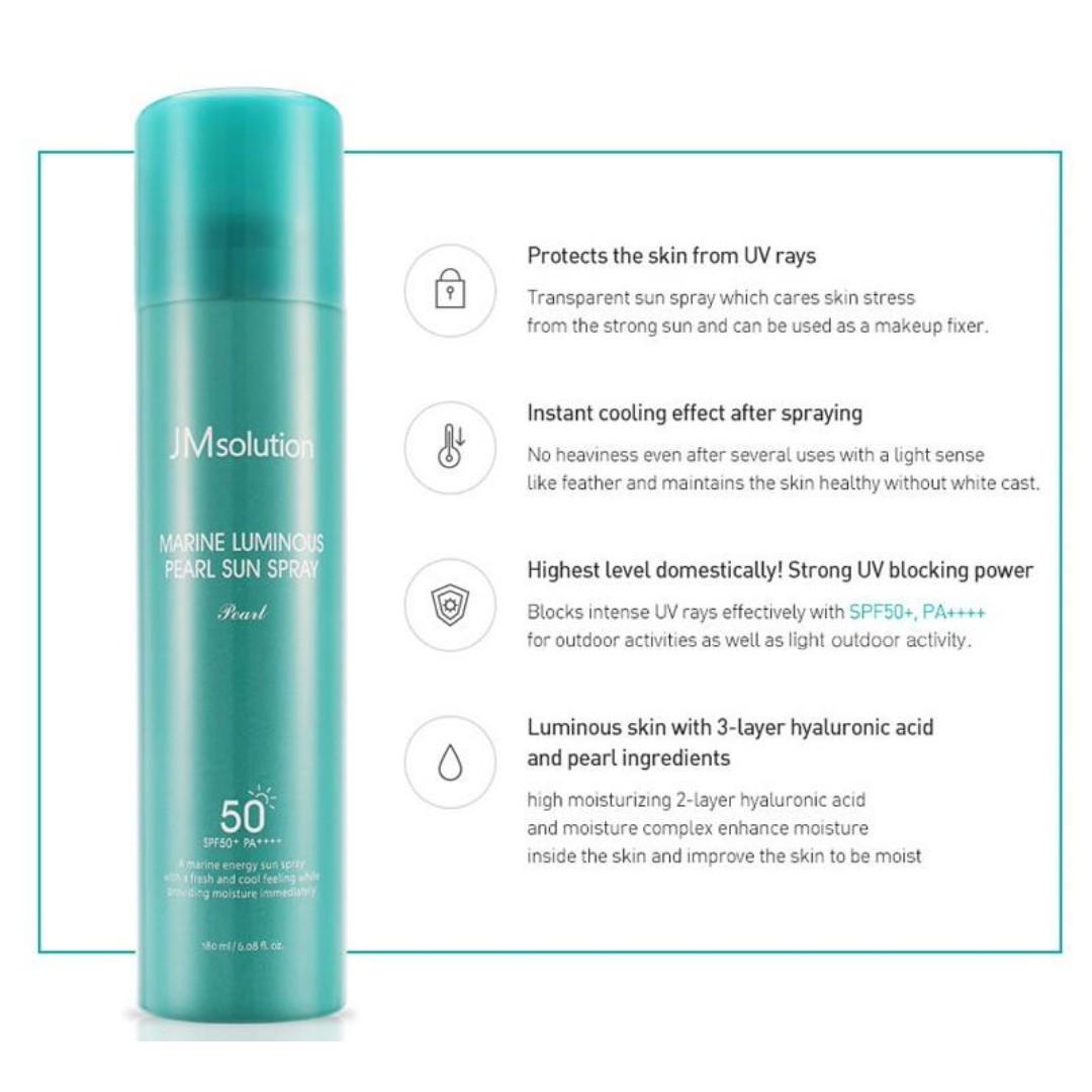 JM Solution Marine Luminous Pearl Sun Spray SPF50+ PA++++ 180ml, Beauty & Personal Care, Face ...