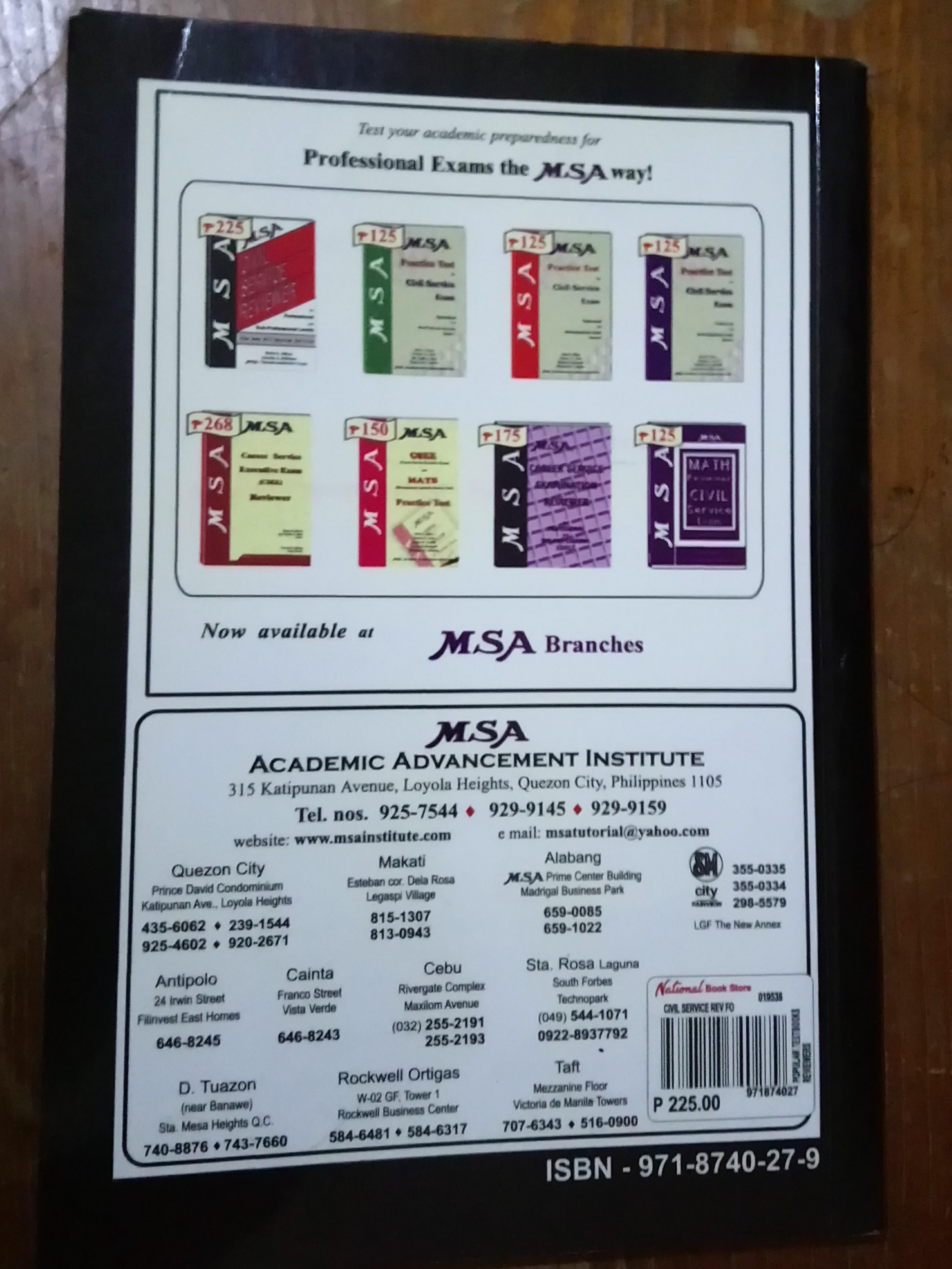 MSA Civil Service Reviewer, Hobbies & Toys, Books & Magazines ...