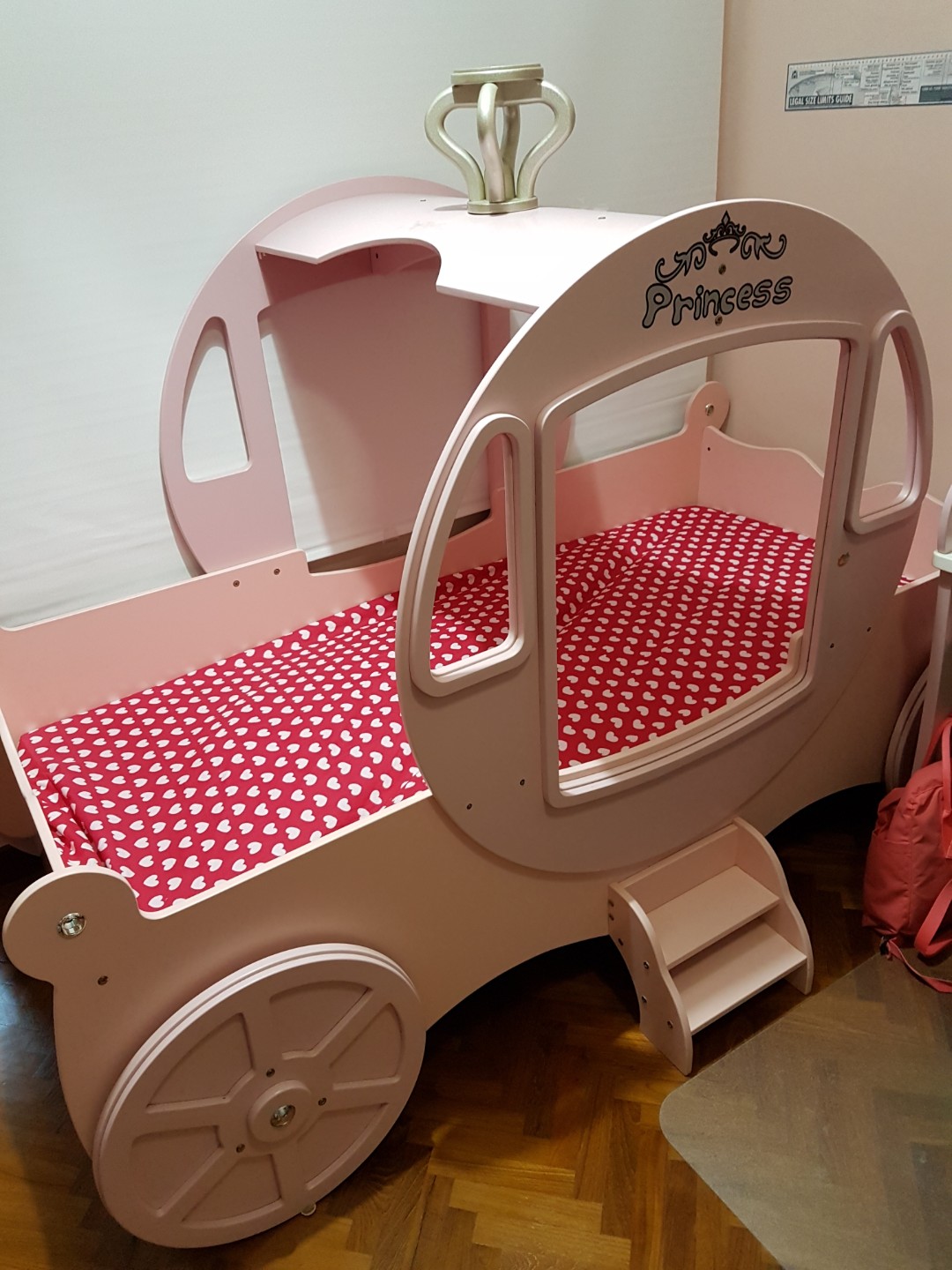 Girls princess horse carriage pink bed frame, Babies & Kids, Baby ...