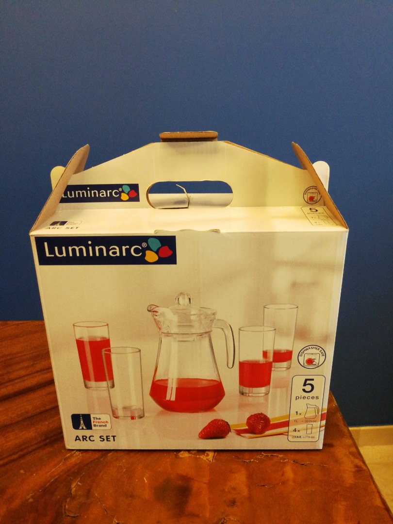 Luminarc arc set Jug/Pitcher & 4 glasses, Furniture & Home Living ...