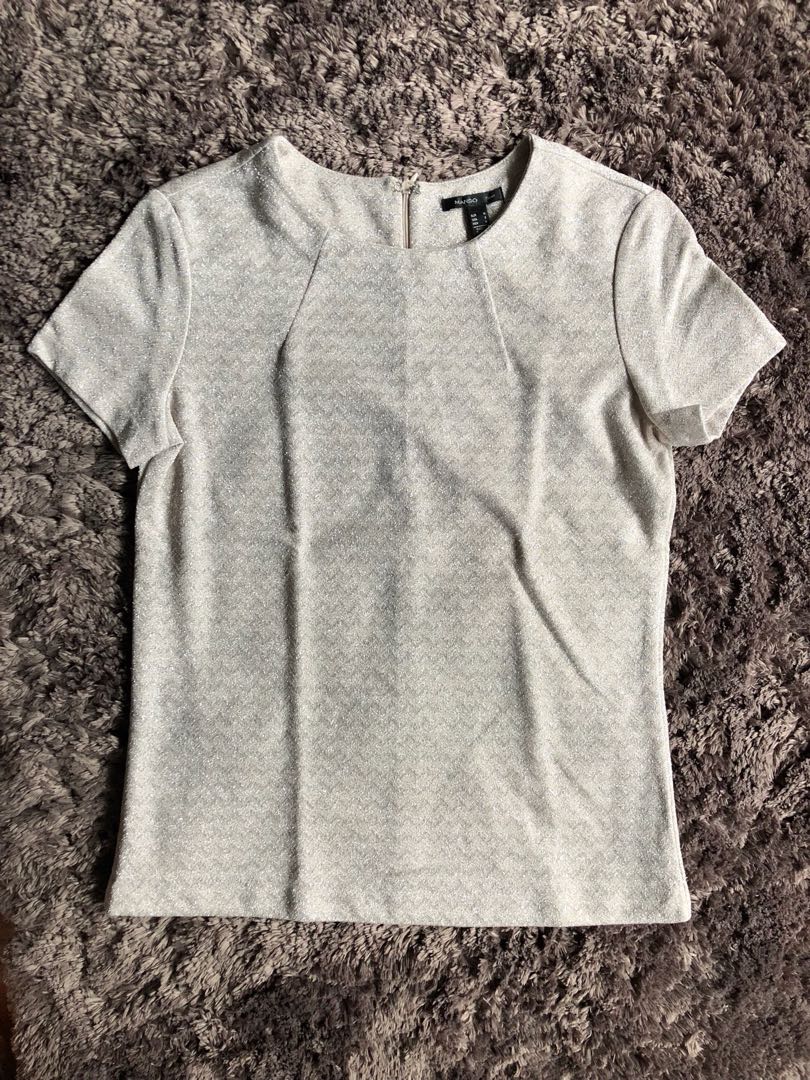 Shiny Cream Semi-Formal Top, Women's Fashion, Tops, Others Tops on ...