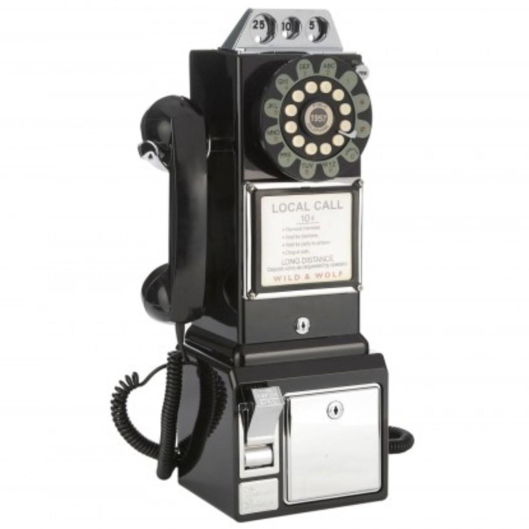 WILD & WOLF 1950s Retro American Diner Telephone, Furniture & Home ...