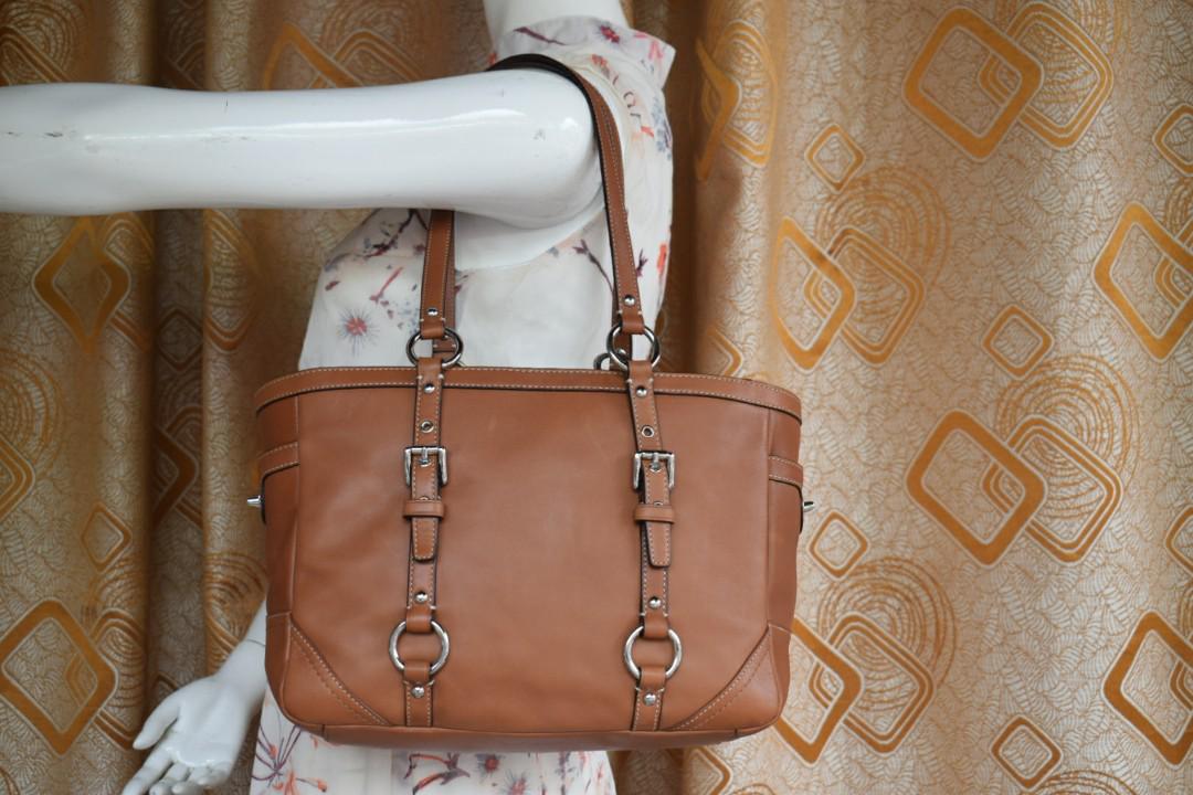 COACH F12343 LEATHER GALLERY EAST WEST TOTE, Women's Fashion, Bags ...