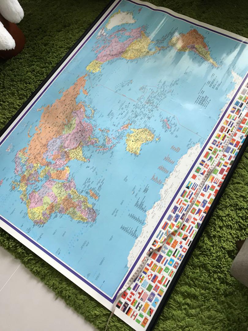 World map, Furniture & Home Living, Home Decor, Frames & Pictures on ...