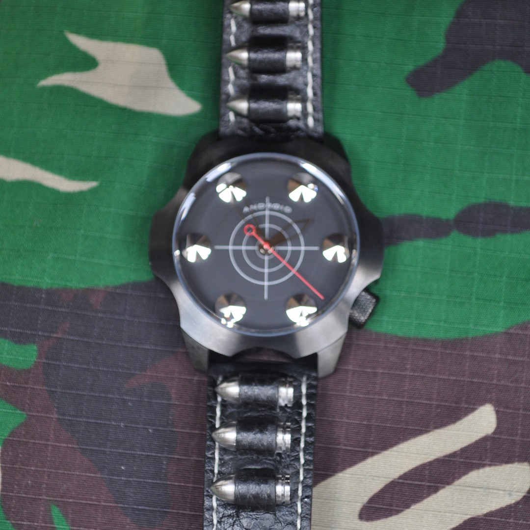 ANDROID U.S.A./Aragon Revolver 48 Watch AD435 Black Leather Strap ...