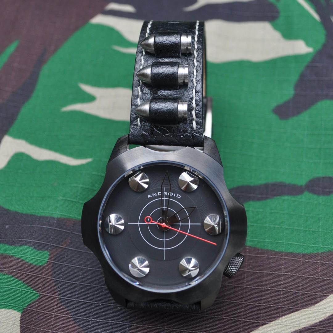 ANDROID U.S.A./Aragon Revolver 48 Watch AD435 Black Leather Strap ...